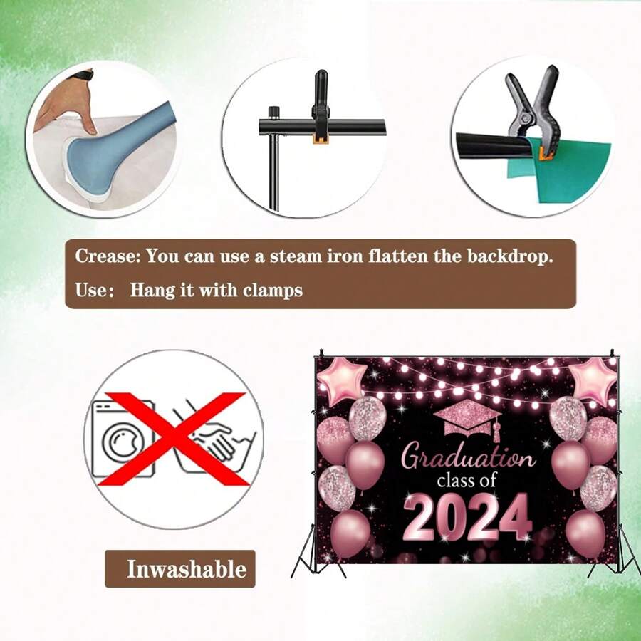 Graduation Theme Photography Backdrop Rose Gold Balloon Flash 2024 ...