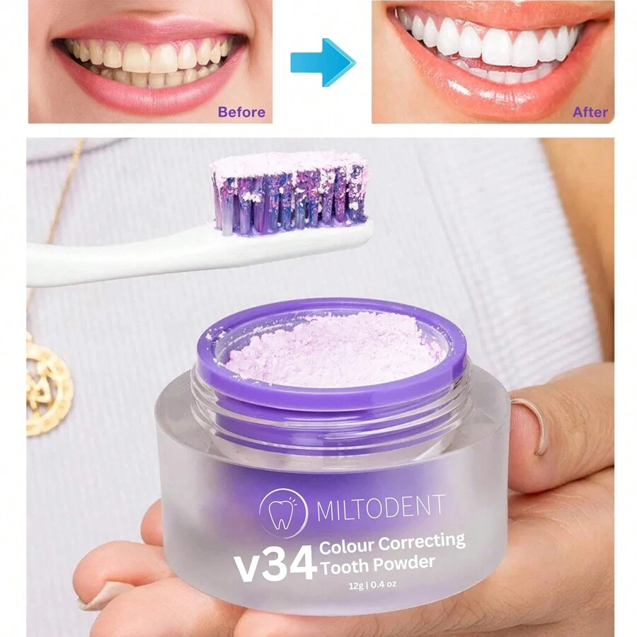 Teeth Whitening Powder, V34 Colour Correcting Stain Removal Powder ...