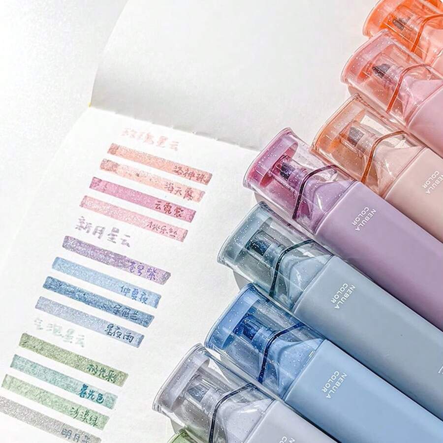 A Set Of 4pcs Glitter Highlighters Pen, Flexible Line Width And Smudge ...