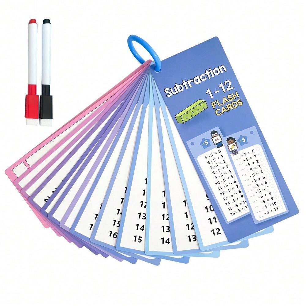 Math Flash Cards Subtraction Table Chart Flashcards (All Facts 1-12 ...