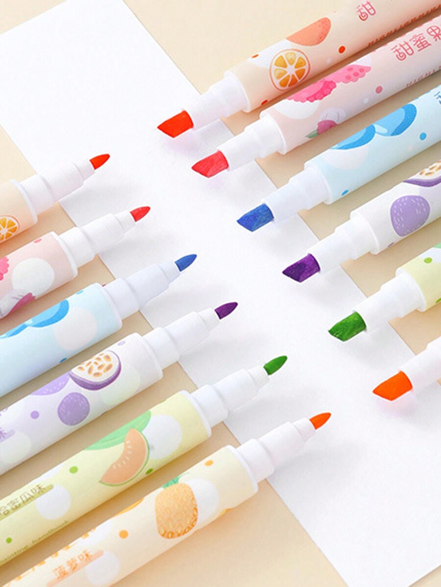 Double-Ended Fruit Scented Highlighter, Plastic Marker Pen For Student ...