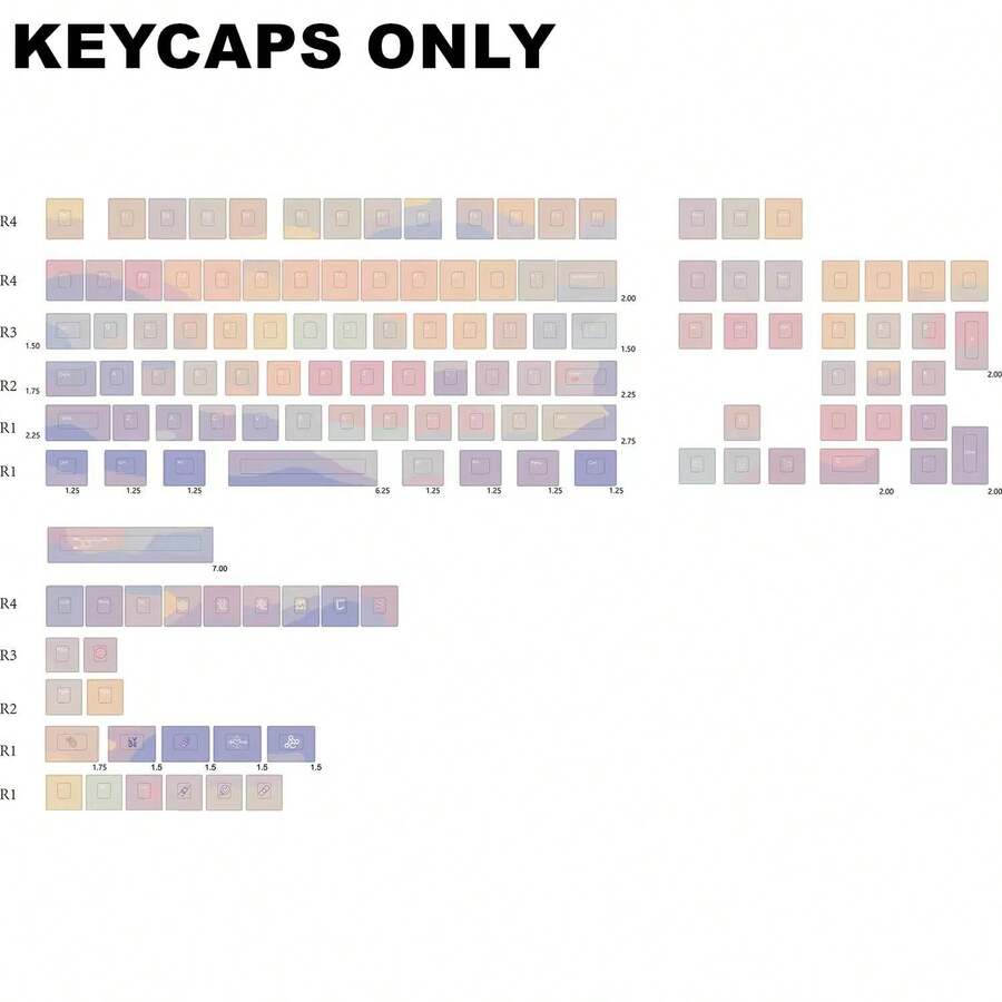 (Keycaps Only)129 Keys Dopamine PBT Keycaps Cherry Profile Height Dye ...