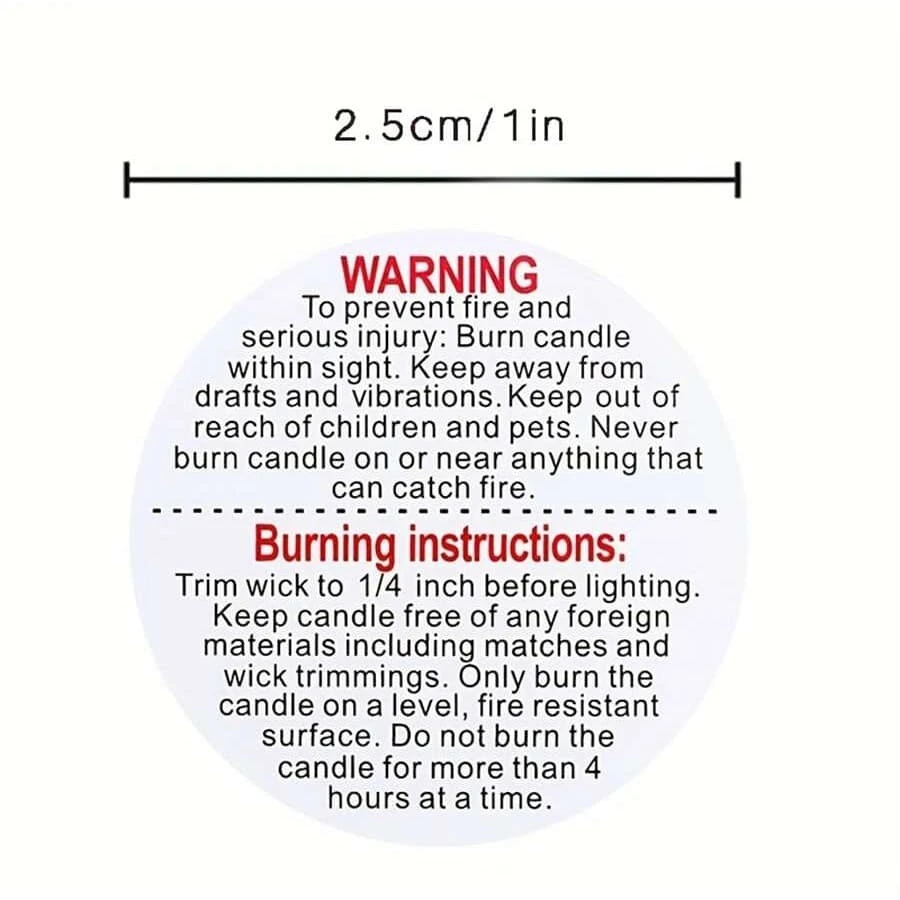 500pcs/Roll, Candle Warning Label Sticker/Dust-Proof Paper, Scented ...