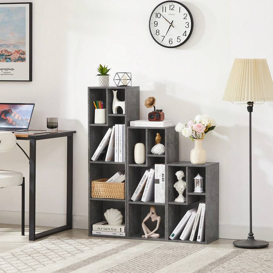 4-Tier Bookcase, Modern Storage Cabinet With Height Difference Shelves ...