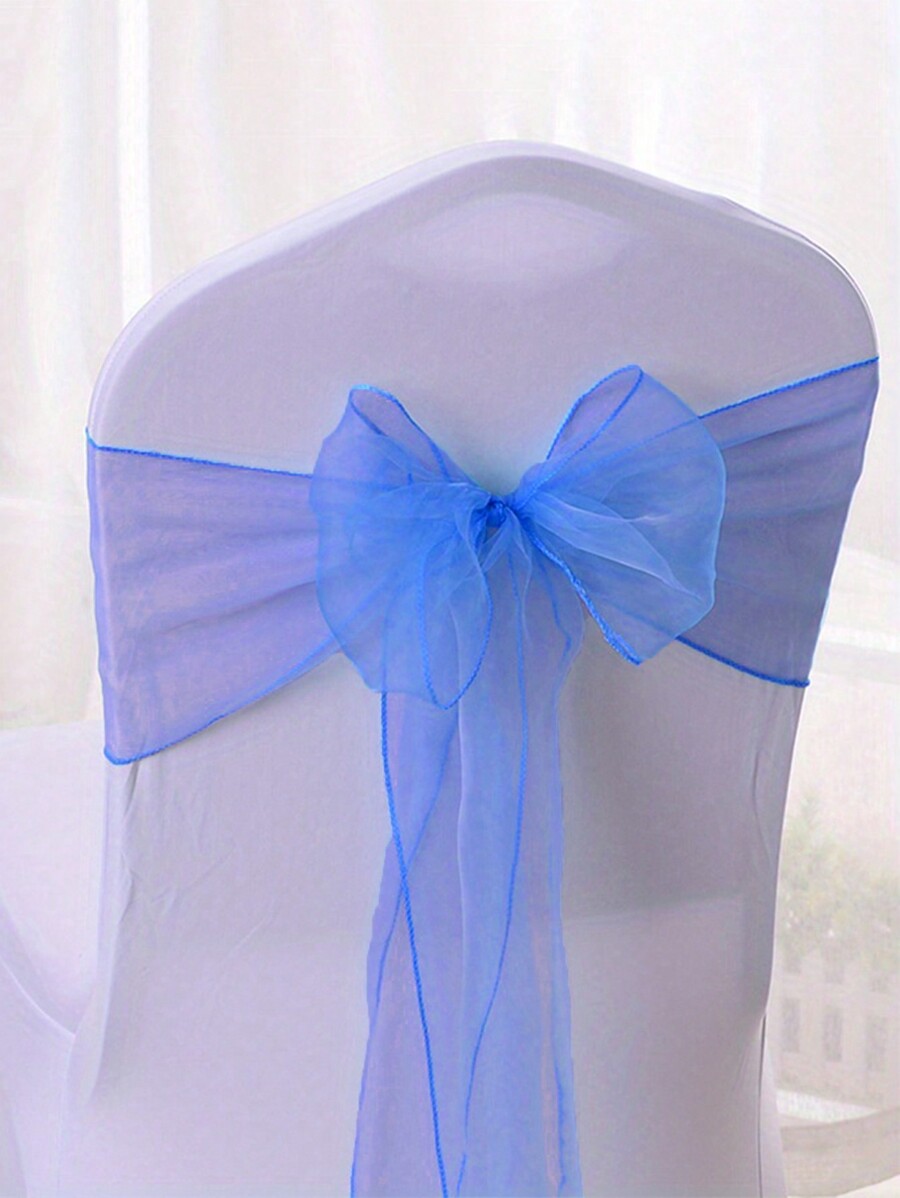10pcs Organza Chair Sashes Chair Cover Back Tie Bows Ribbon For Wedding ...