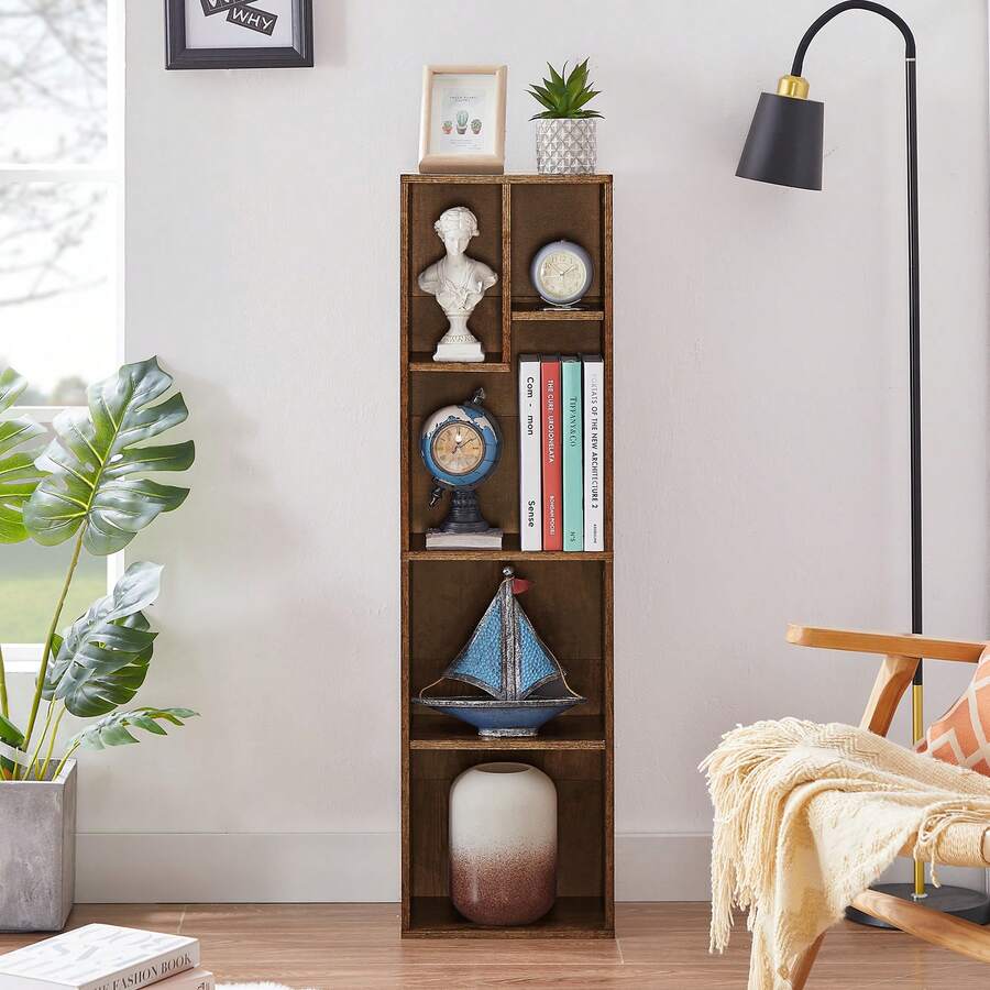 4-Tier Bookcase, Modern Storage Cabinet With Height Difference Shelves ...