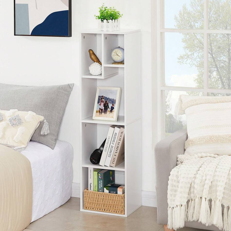 4-Tier Bookcase, Modern Storage Cabinet With Height Difference Shelves ...