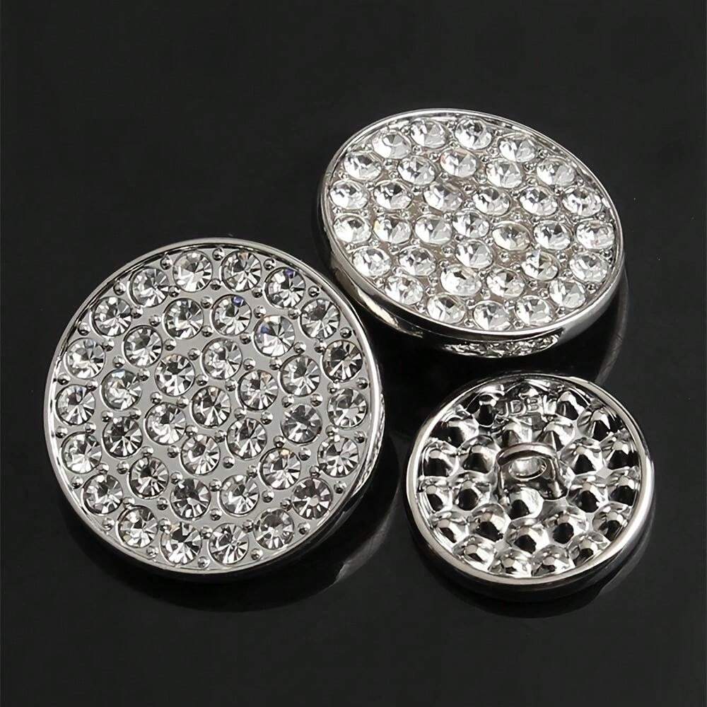 5 Piezas Botones Redondos De Metal Con Strass Brillantes, Botones De ...