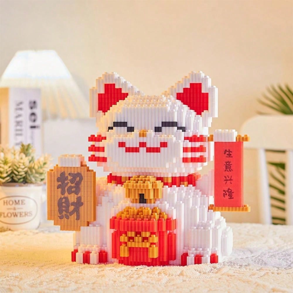 2024 Building Blocks Decorative Figure Maneki Neko, Nanoblock Assembly ...