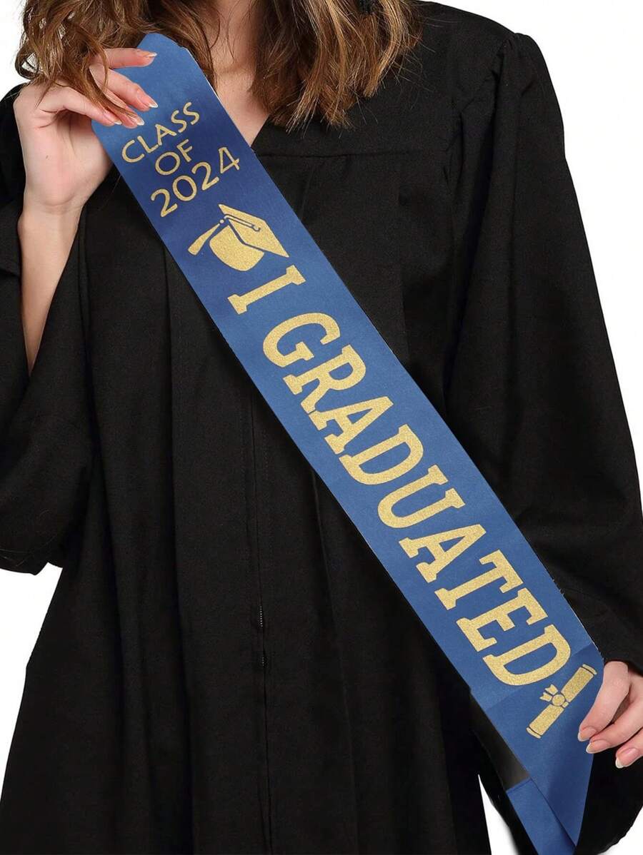 1pc Class Of 2024 Graduation Decorative Polyester Shoulder Strap,9.5cm ...