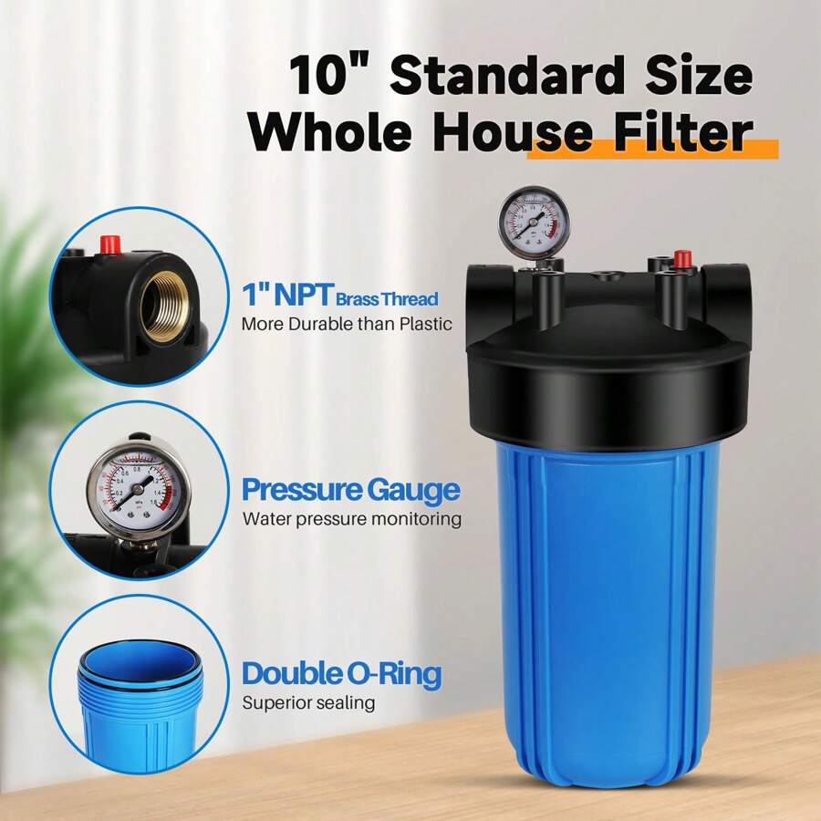PUREPLUS Whole House Water Filter Housing, 10"X4.5" Sediment Cartridge ...