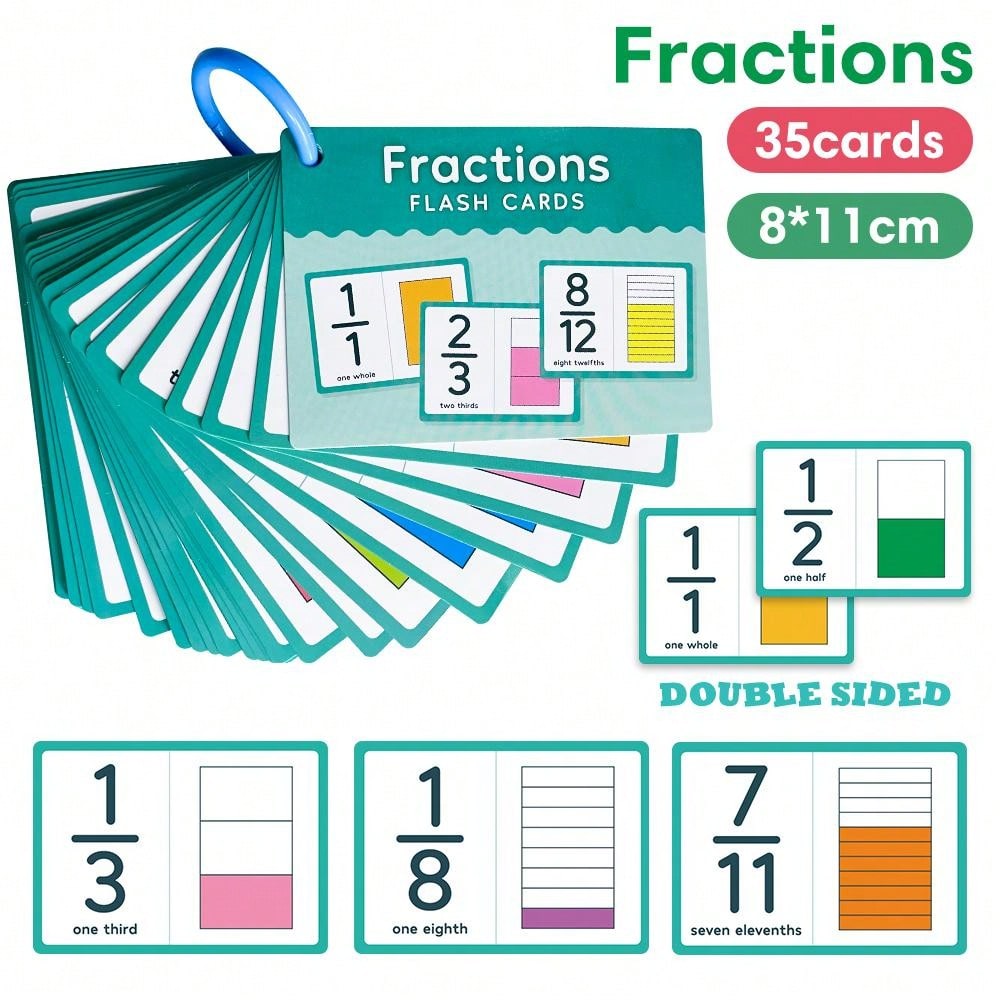 35 PCS 1-12 Fraction Number FlashCards Math Flash Cards For Kids ...