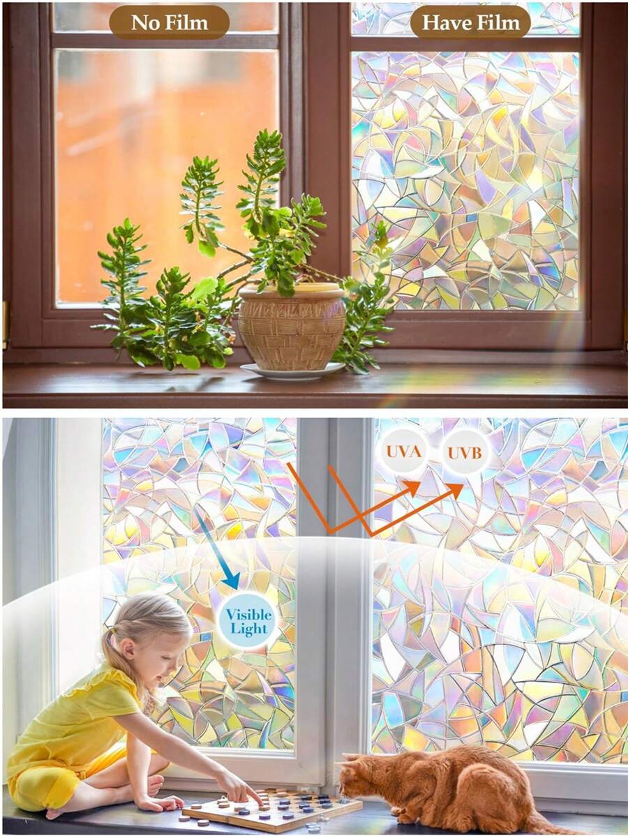 Window Privacy Film Rainbow Window Clings Stained Glass Window Film ...