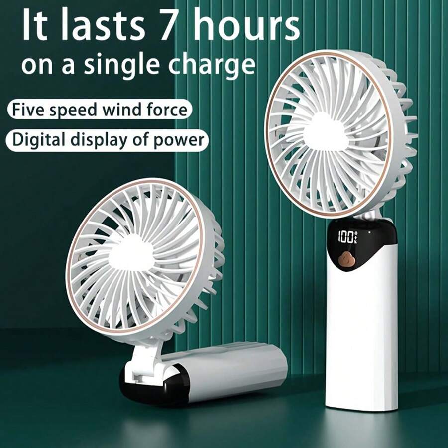 1pc USB Rechargeable Handheld/Desktop Fan With Digital Display And ...