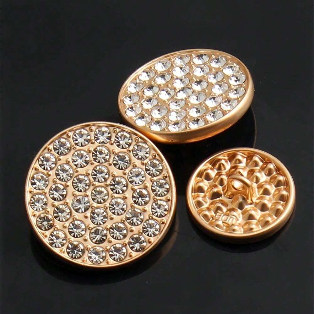 5 Piezas Botones Redondos De Metal Con Strass Brillantes, Botones De ...