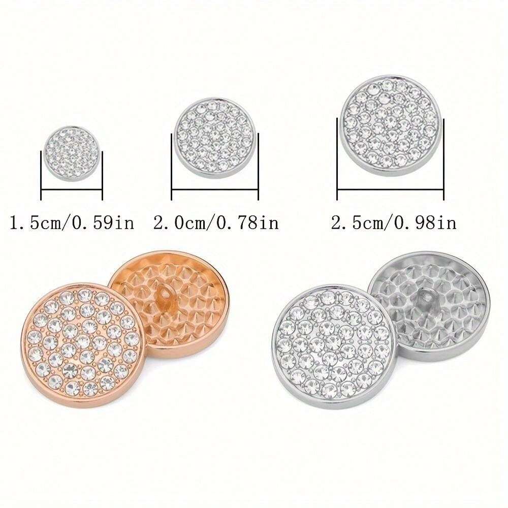 5 Piezas Botones Redondos De Metal Con Strass Brillantes, Botones De ...
