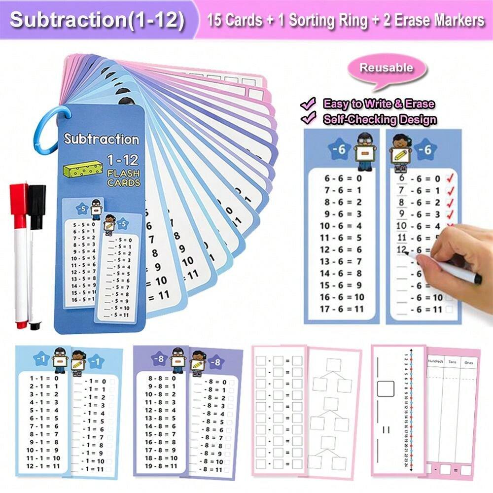 Flashcards de resta de tarjetas de memoria matemáticas (todas las ...