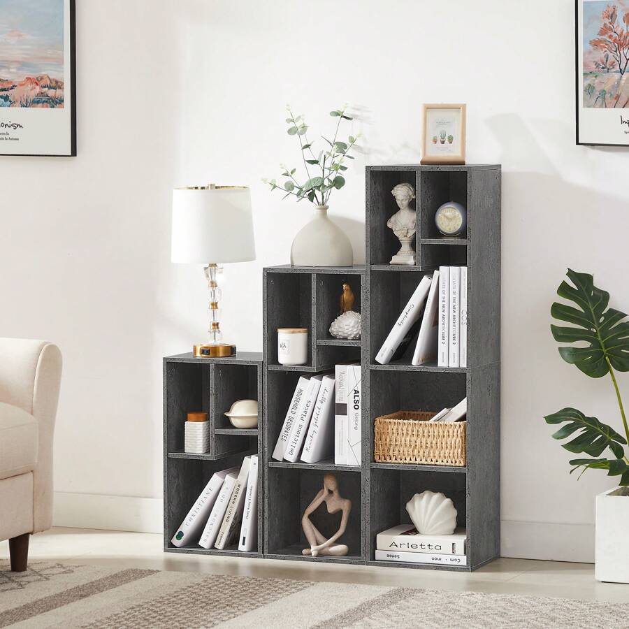 4-Tier Bookcase, Modern Storage Cabinet With Height Difference Shelves ...