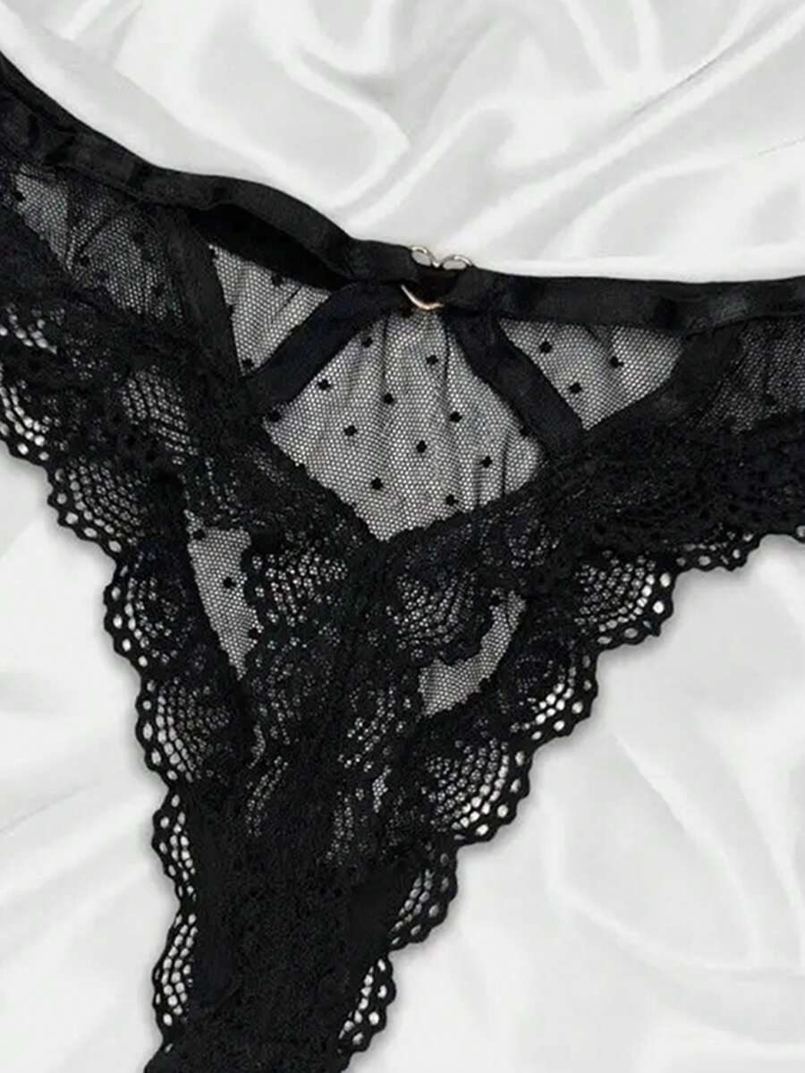 4 Pack Women Sexy Floral Lace Sheer Mesh Cut Out Panties Criss Cross ...