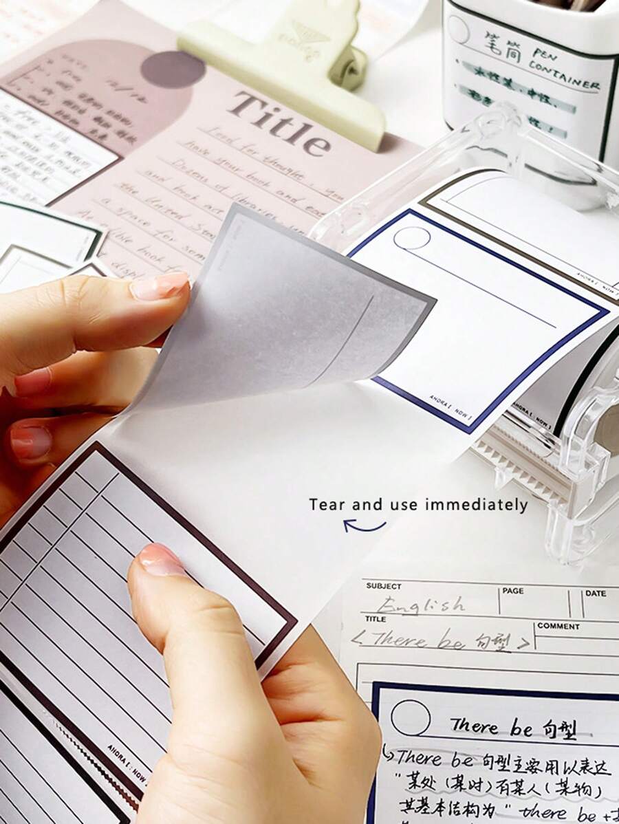 1 Roll Simple Design Cream-Colored Sticky Notes With Pull Strip, Easy ...