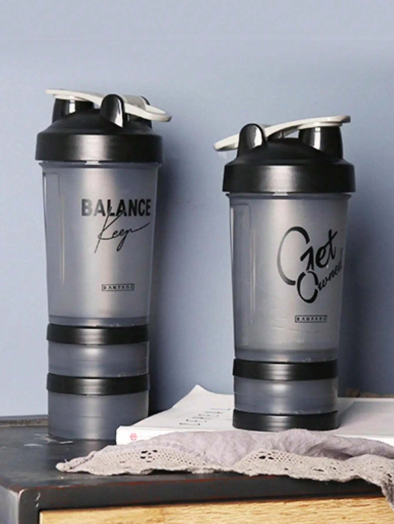 3-Layer Shaker Cup, Fitness Cup, Sports Water Bottle, Protein Powder ...