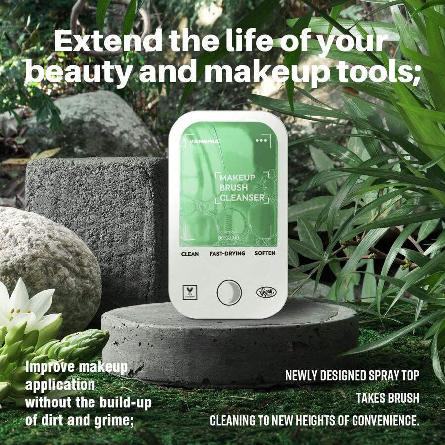 VANERIA Makeup Brush & Sponge Cleaner Spray 45ml Portable Liquid Makeup ...