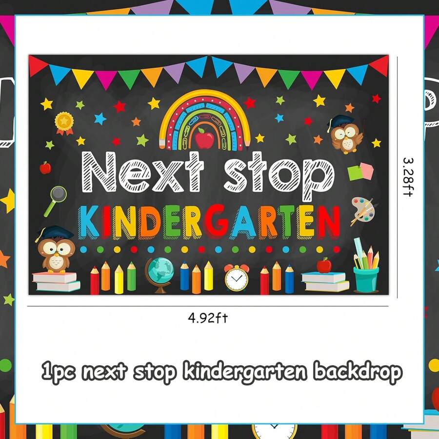 1pc Next Stop Kindergarten Backdrop Banner Preschool Graduation ...