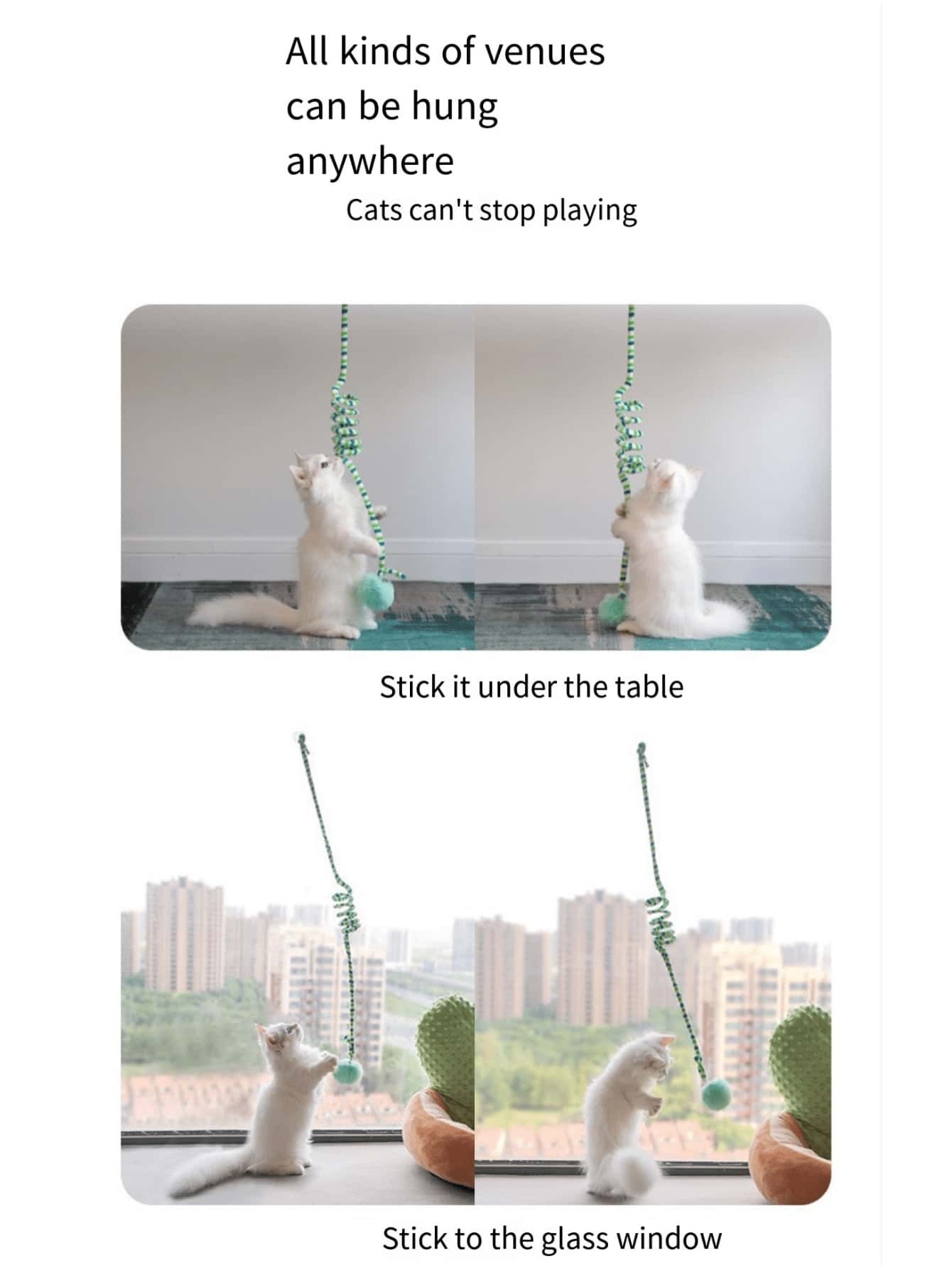 1 Piece, Spring Cat Teasing Toy, Cat Teasing Stick, Elastic Ball With ...