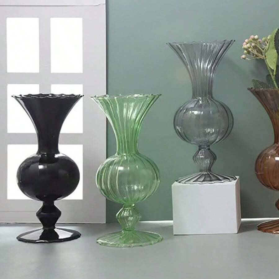 Vintage Black Glass Flower Vase For Living Room, Study, Tea Room ...