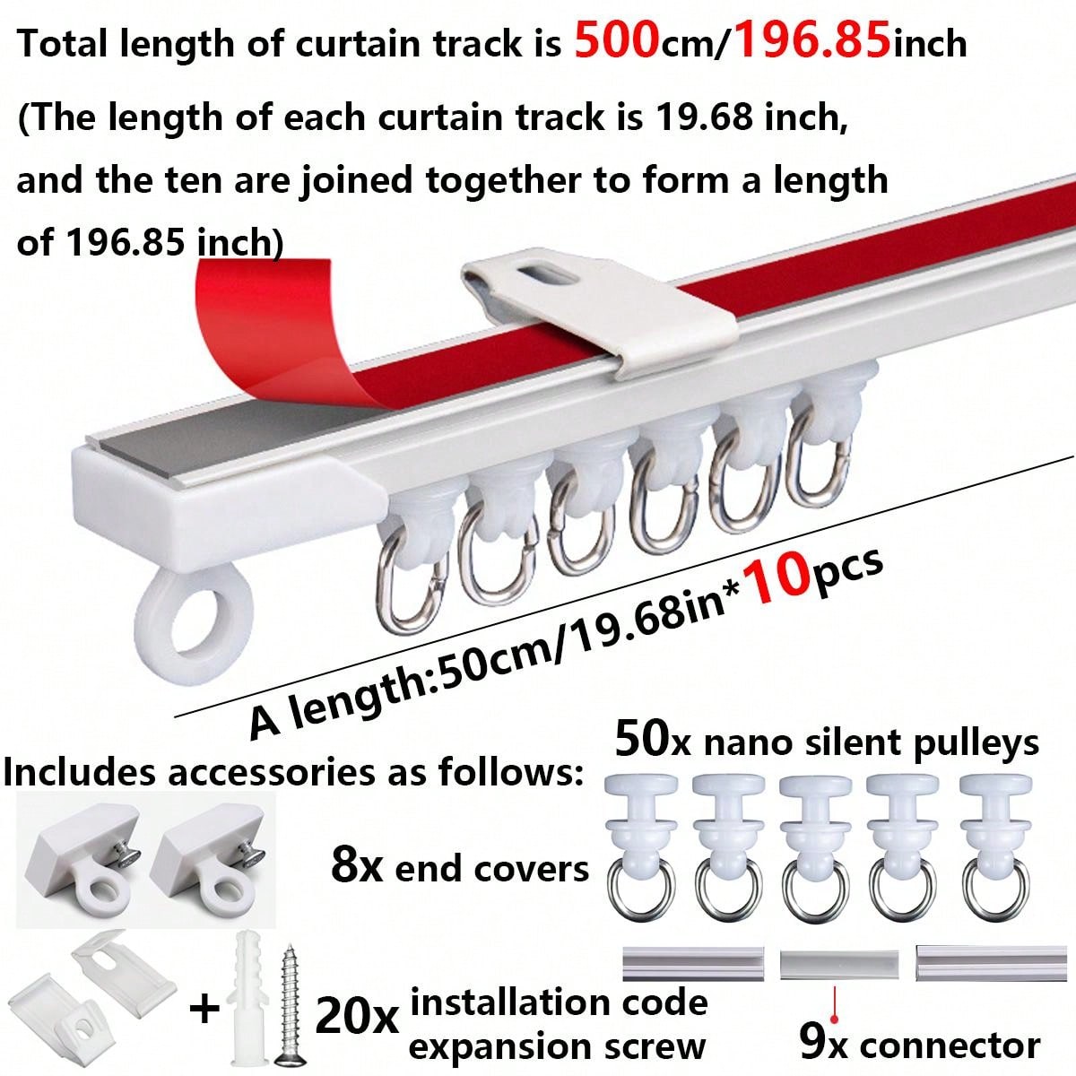 A Set Self Adhesive Punching Dual Purpose Curtain Track, Top And Side ...
