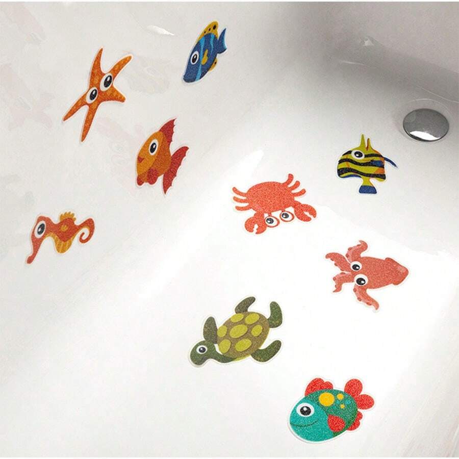 Bathtub Anti-Slip Stickers With 10 Pieces Sea Animal Kids Safety Decals ...