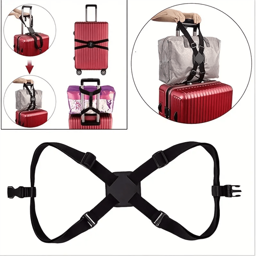 Black Elastic Buckle Luggage Strap - Easy Add-A-Bag Bungee For Travel ...
