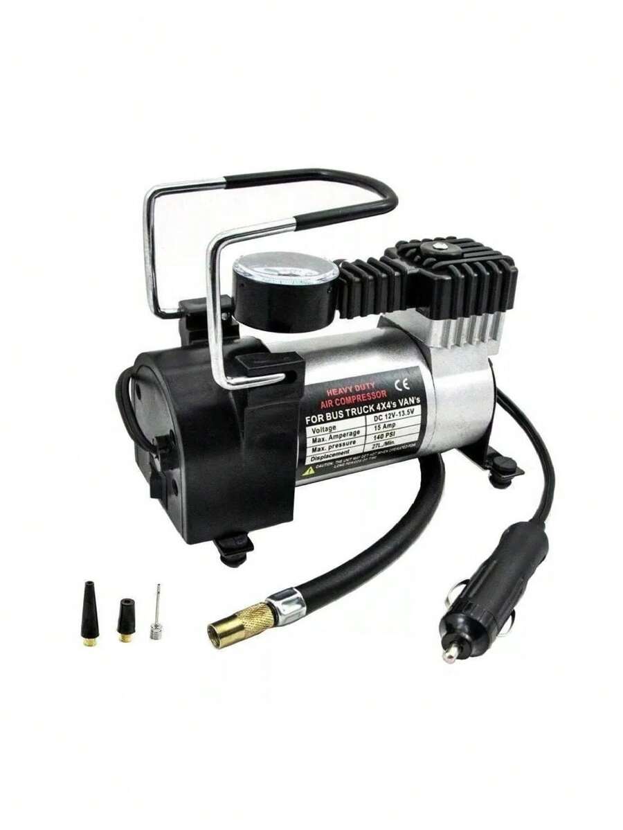 Mini Compressor De Ar Portatil Encher Pneu Carro 12v + Bicos Bomba para encher pneu Portatíl ...