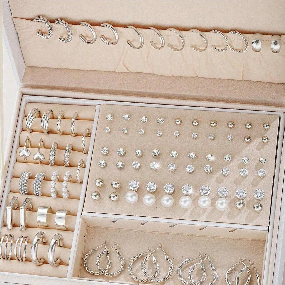 24-48 piezas/Set de aretes con diseños simples pero elegantes de perlas ...