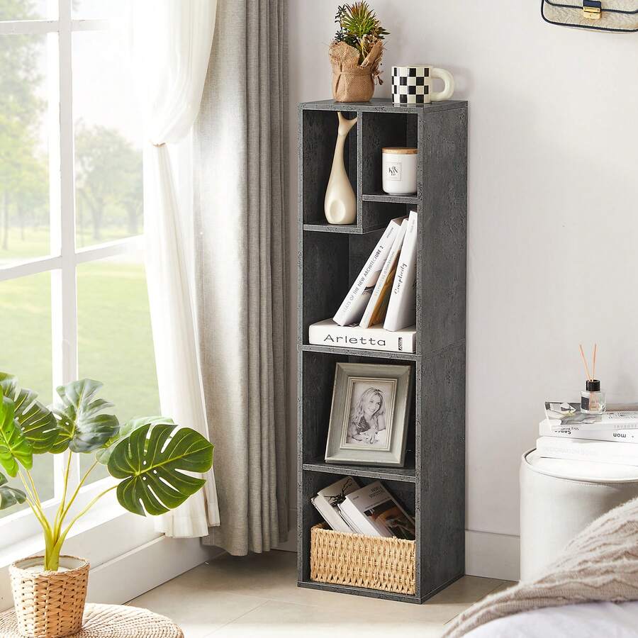 4-Tier Bookcase, Modern Storage Cabinet With Height Difference Shelves ...