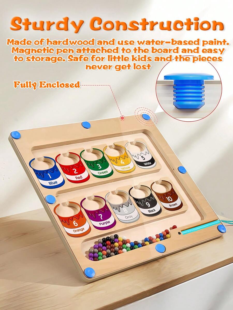 Magnetic Color And Number Maze, Wooden Color Classification Maze ...