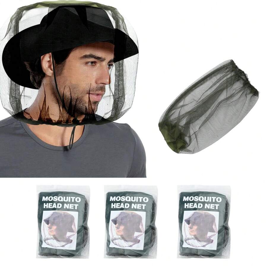 Mosquito Cap Army Green 3, Travel Mosquito Net Cap, Outdoor Insect Cap ...