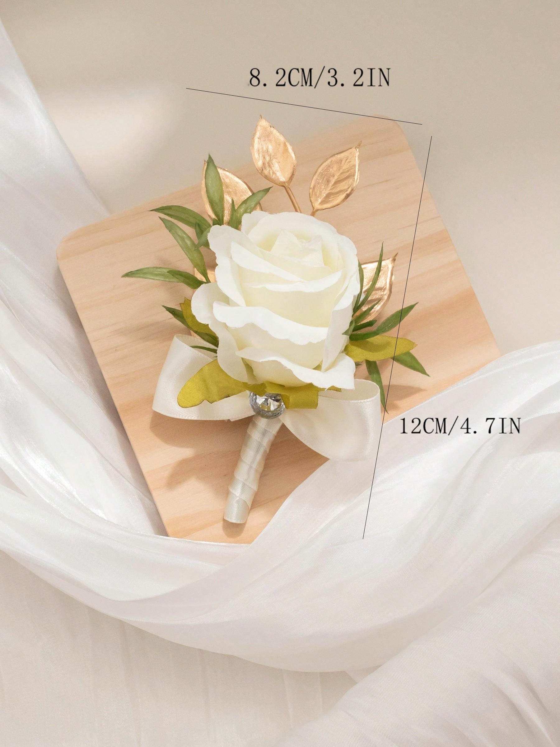 Set Of 6, White Rose Boutonnieres For Men Wedding With Pins, Groom And ...