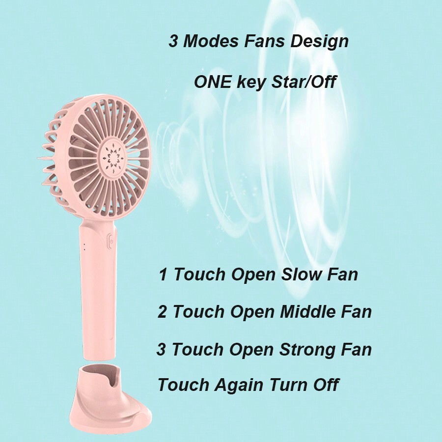Desk Fan Portable Mini Fans 2 In 1 With Phone Stand Port 3 Modes 1200 ...