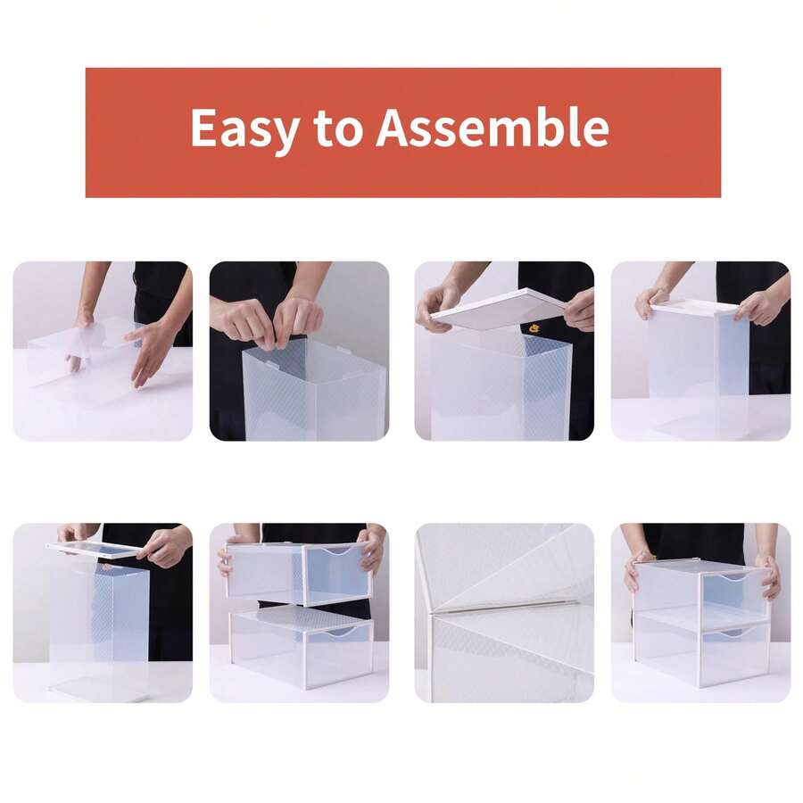 12 Pack Shoe Storage Bins, Clear Plastic Stackable Shoe Organizer For ...