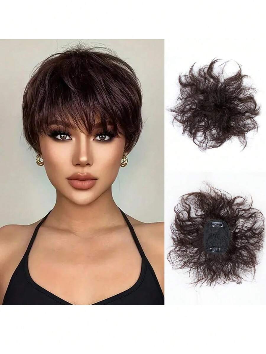 7 Inches Short Curly Toppers For Women, Small Area Top Clip In Hair ...