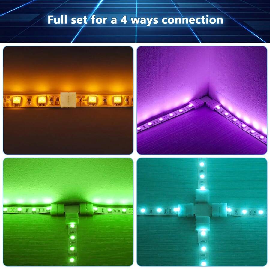 40pcs 4 Pin LED Light Strip Connector Set - 10mm Unwired Kit For ...