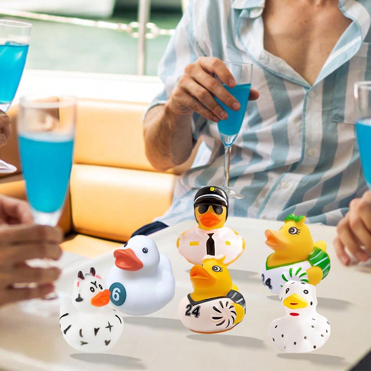 12 Pcs Rubber Ducks Toy Duckies Set, 12 Rubber Bands, 12 Cruise Ducks ...