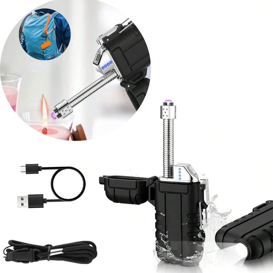 1pc 360 Rechargeable Electric Lighter, Double Arc Lighter, Windproof ...