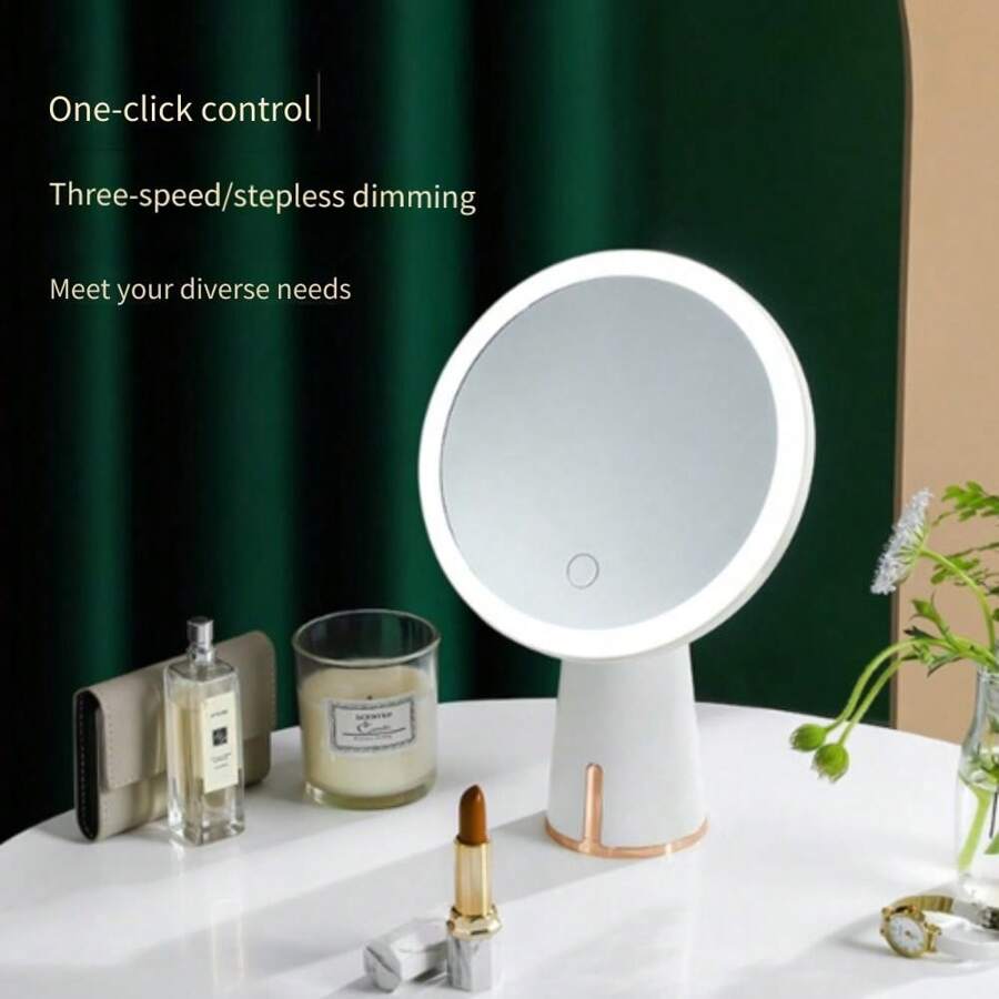 A USB Rechargeable Lighted Makeup Mirror, A Two-Color Mirror With ...
