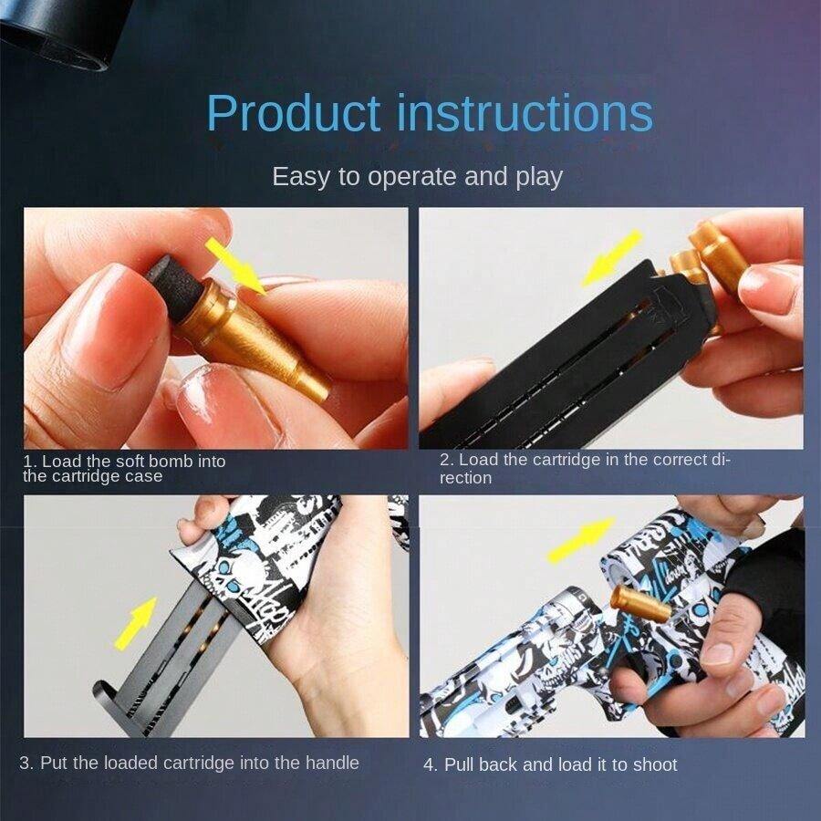 Desert Eagle Manual Ejection Toy Gun, Evil Spirit Pattern, 10 Soft ...