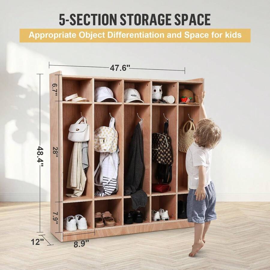 5-Section Classroom Coat Locker, 10 Cubbies For Classrooms, Daycare ...