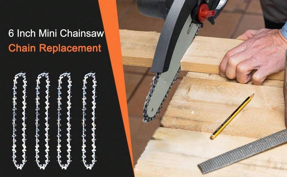 1 Set 6 Inch Mini Chainsaw Chain And Guide Bar , 6-Inch Replacement Saw ...