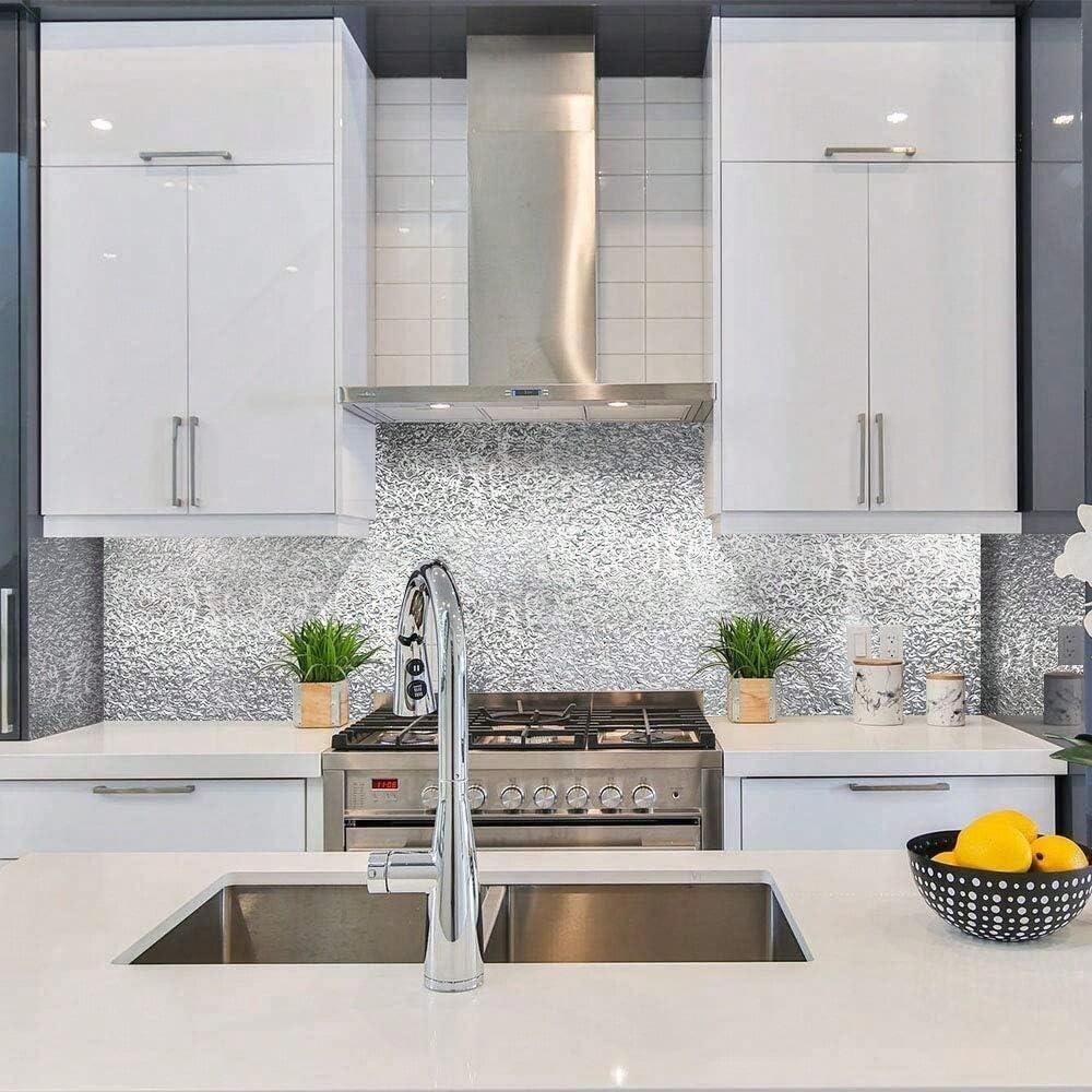Kitchen Splash Guard Wallpaper Peel And Stick Aluminum Foil Contact ...
