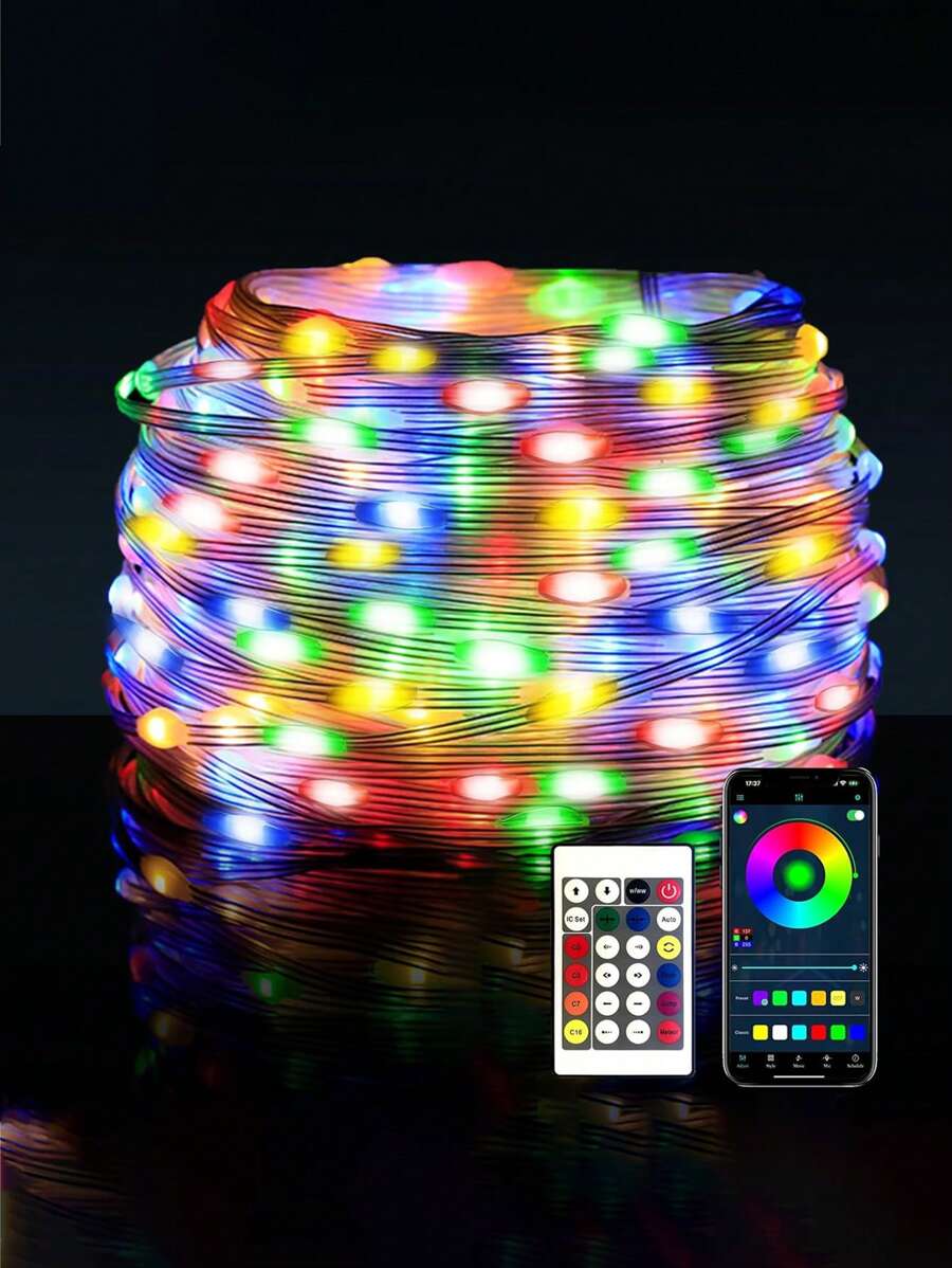 1pc 5m/10m Rgb Color Changing Led String Lights, With Remote Control ...